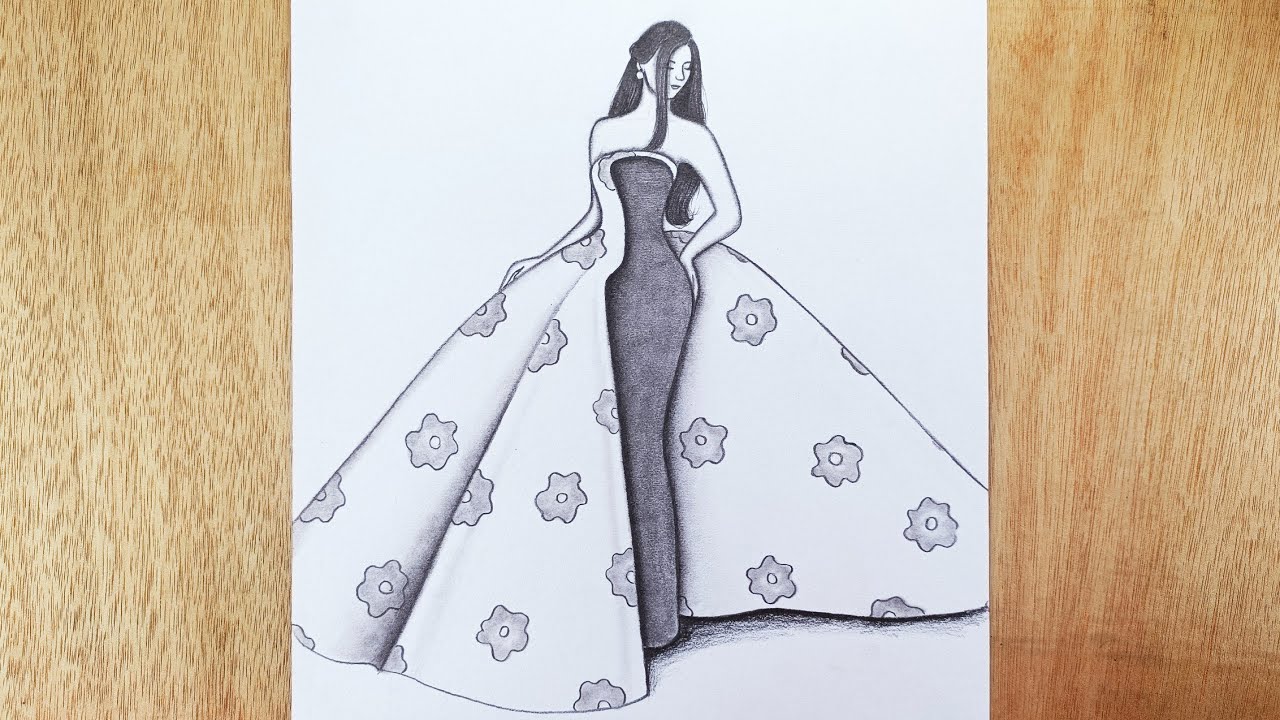 Easy fashion dress drawing | How to draw a fashion girl | Easy Drawing ...