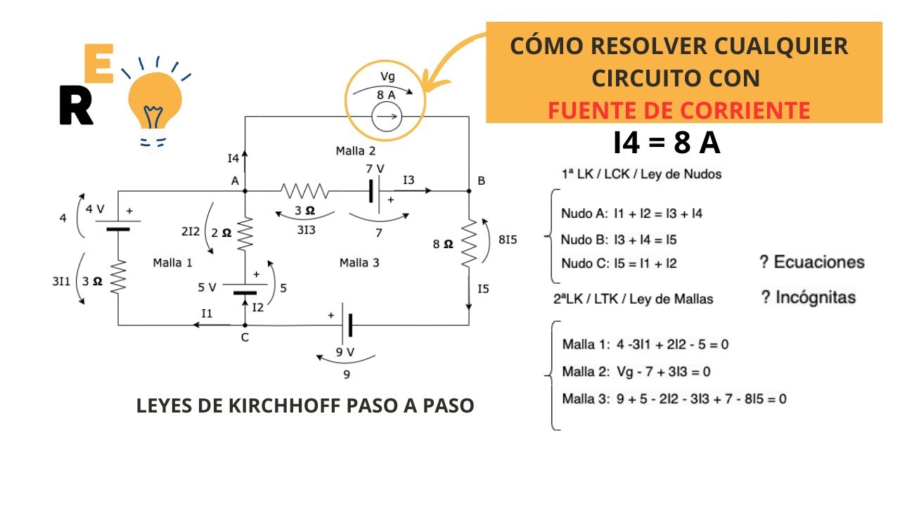 Leyes de Kirchhoff. Resolver circuito con fuente de corriente - YouTube