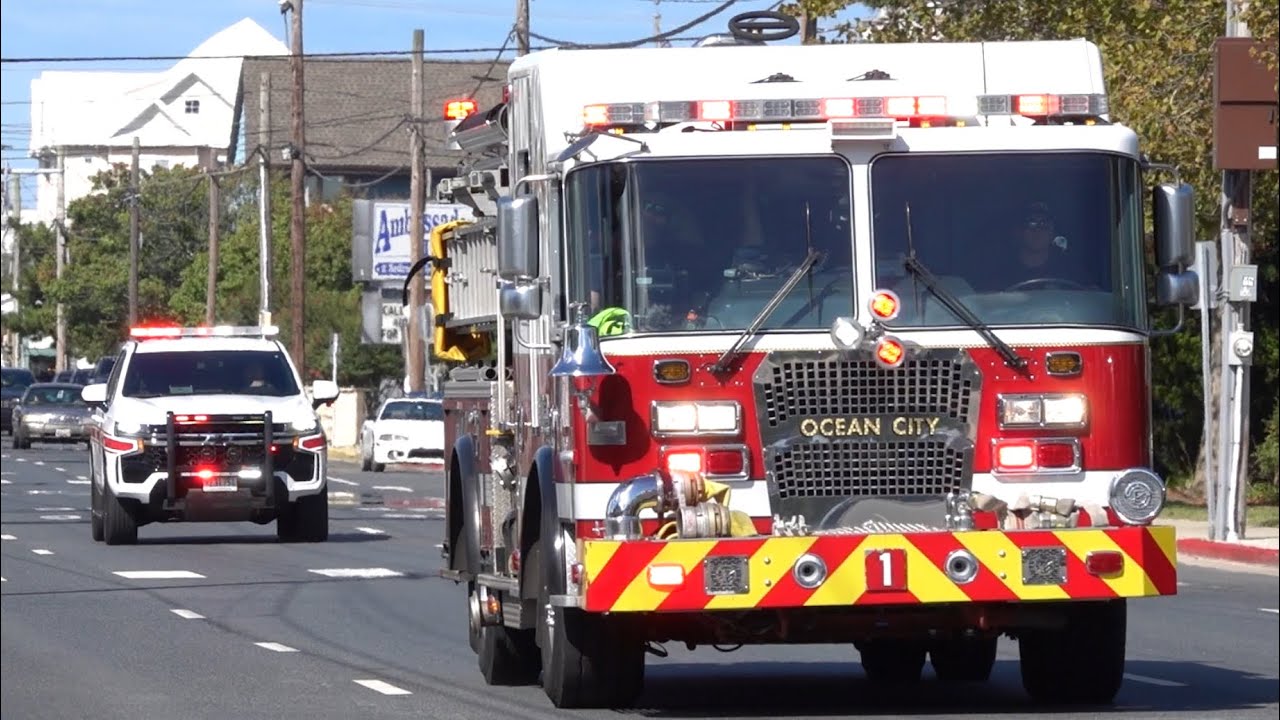 Ocean City Fire Department Paramedic Engine 1 & Battalion 7 Responding ...