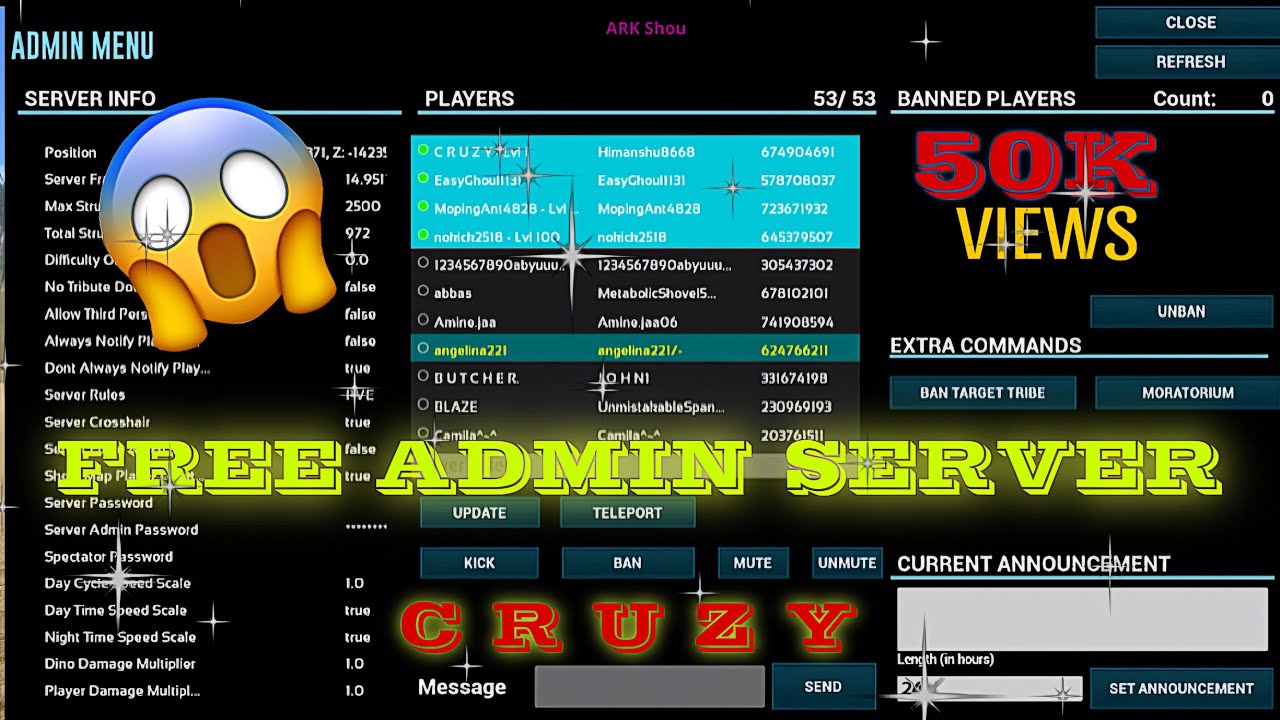 ARK MOBILE FREE ADMIN PASS SERVER ! JOIN DC 🔥 - YouTube