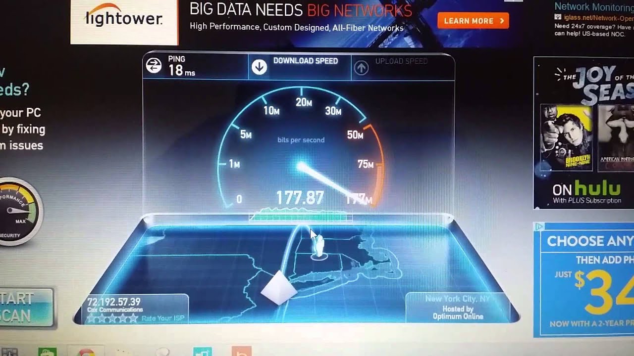 Cox Ultimate 150 Mbps Internet Speed Test Enfield Ct 06082 12 25 14 176