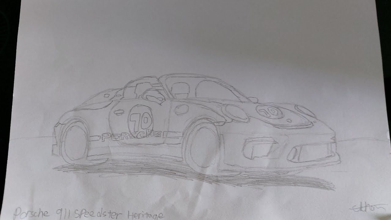 Drawing Porsche 911 speedster Heritage - YouTube