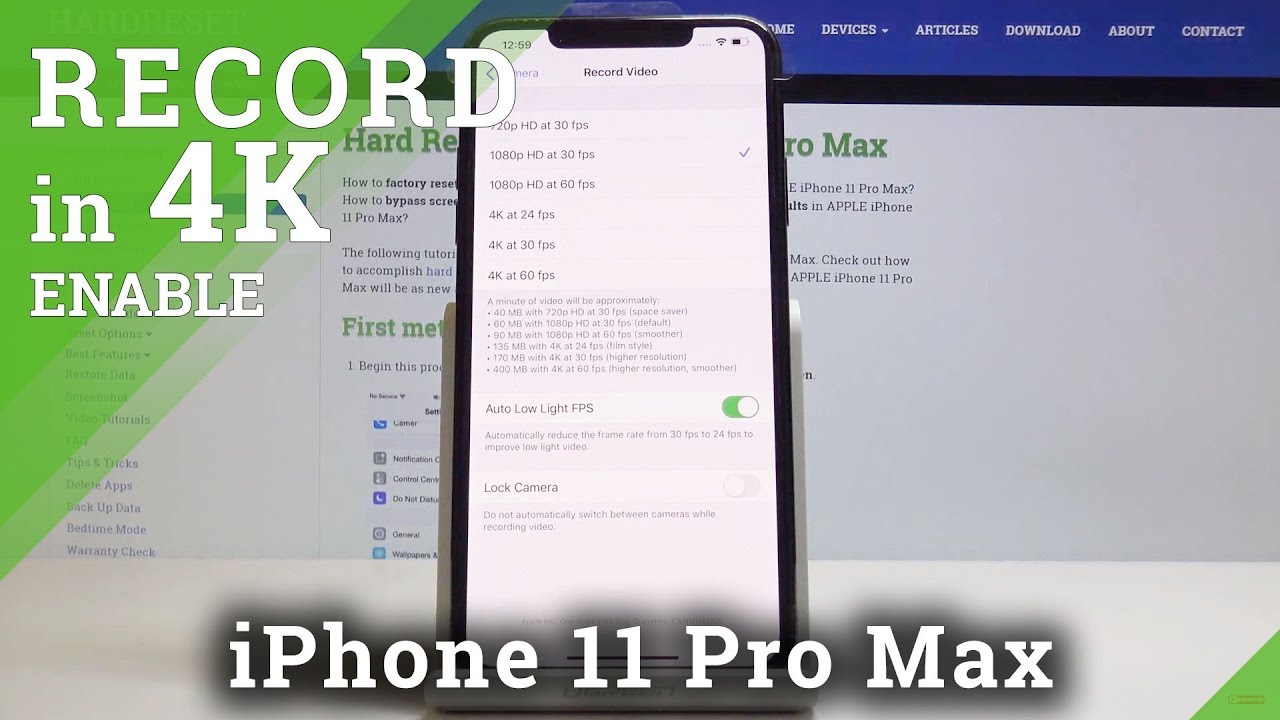 How to Enable 4K Videos in iPhone 11 Pro Max - 4K Resolution - YouTube