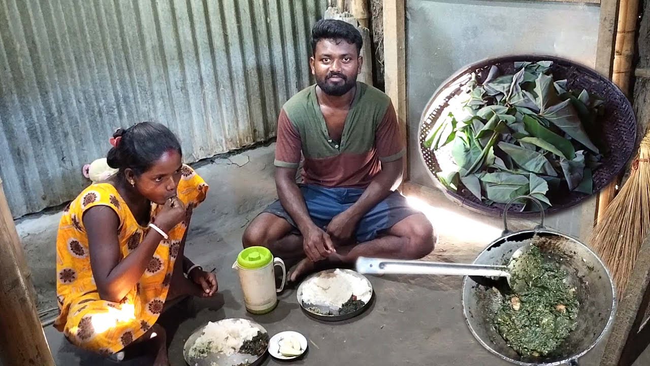 Taro baby leafs cooking | Taro leaf and rice eating | How to cook Taro ...