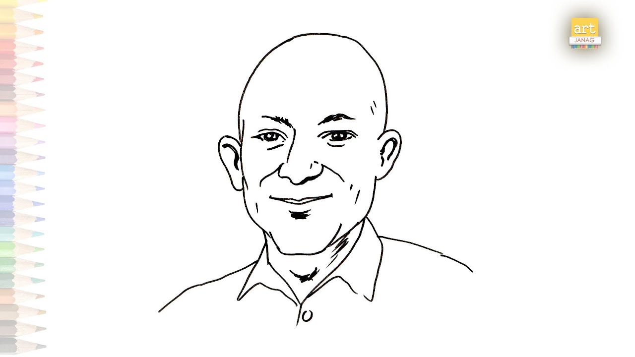 Jeff Bezos drawing | Executive Chairman of Amazon drawing | How to draw ...