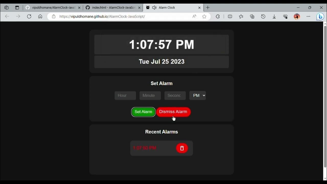 Alarmclock Project Using Javascript Html Css Youtube