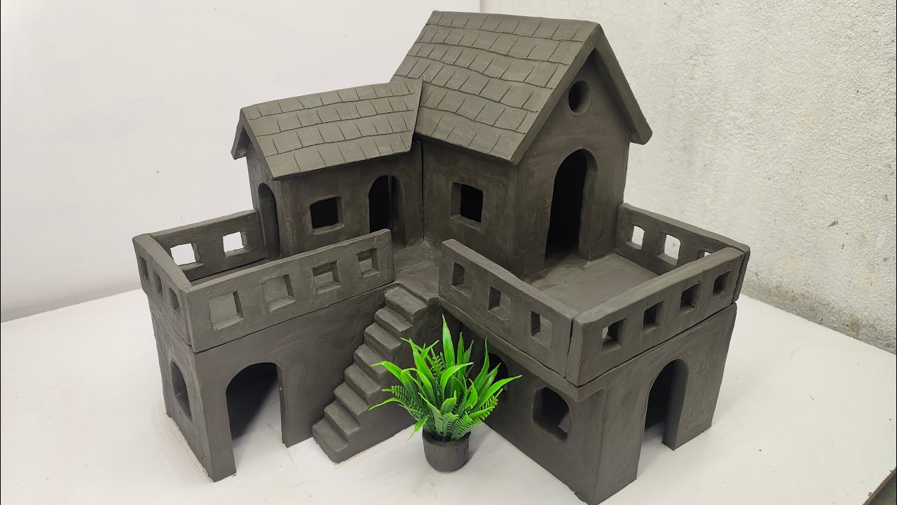 Simple DIY clay house making| Simple clay project | How to make ...