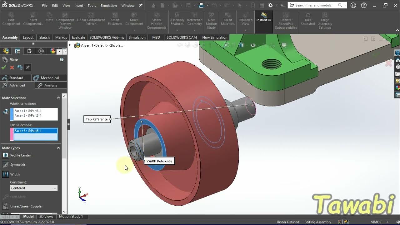 SOLIDWORKS - MATE (Concentric & Width) - YouTube