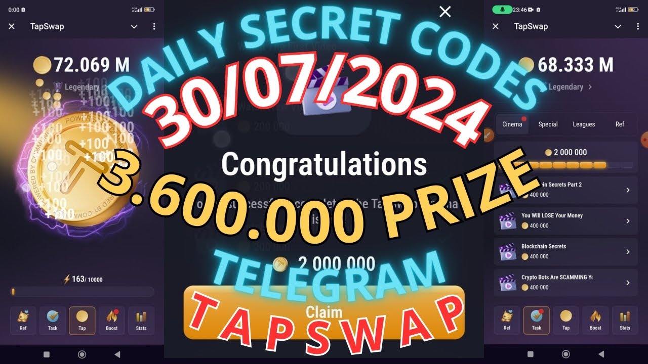 30/07/2024 TAPSWAP DAILY SECRET CODE 4 VIDEOS BLOCKCHAIN 1 2 YOU WILL LOSE SCAMMING AIDROPS ...