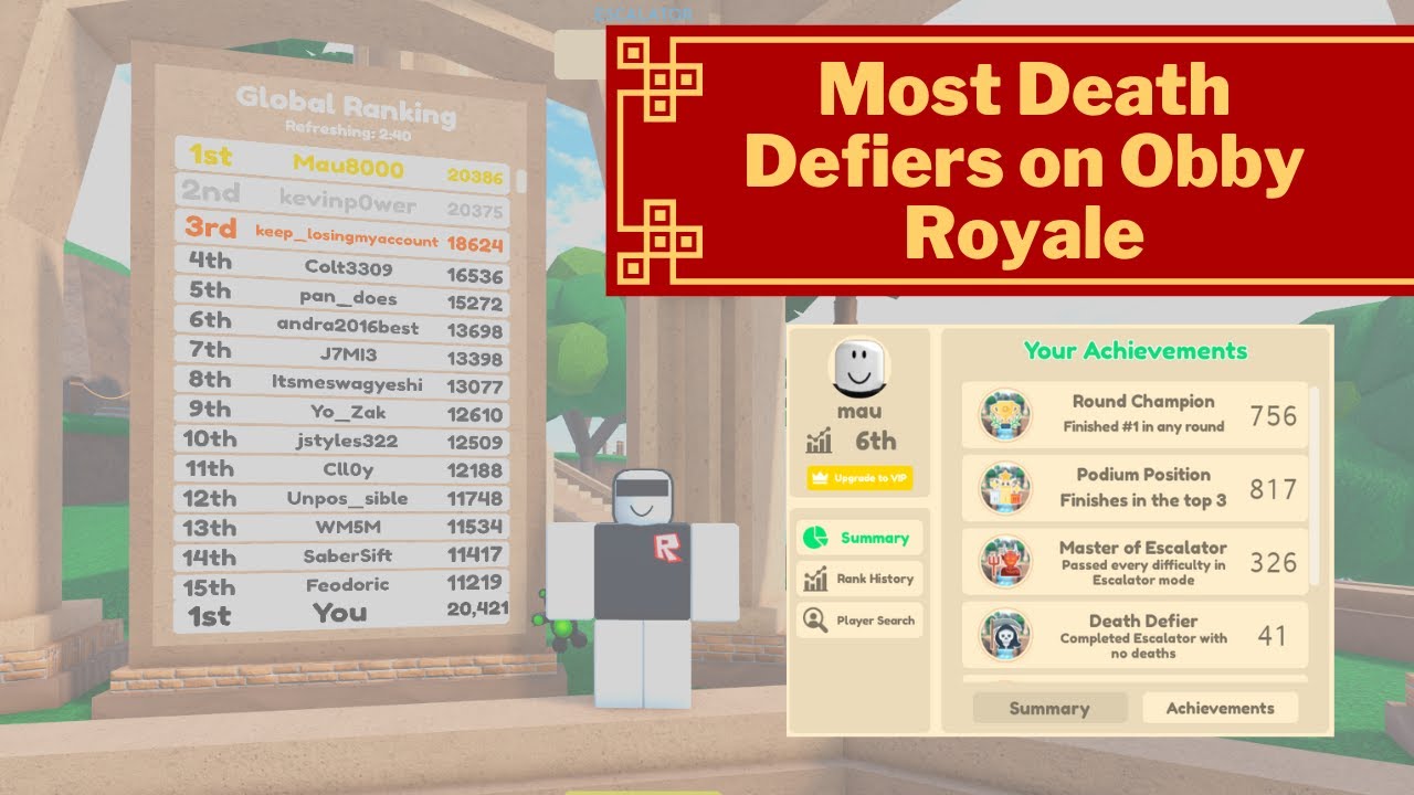 DEATH DEFIER on Obby Royale - Former World Record Holder - YouTube