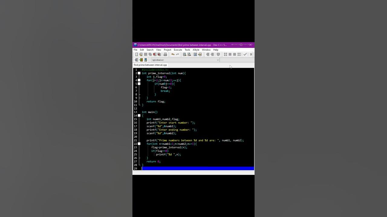 Prime Number Between Intervals 😎🔥 Coding Codinglife Clanguage Shortfeed Youtube
