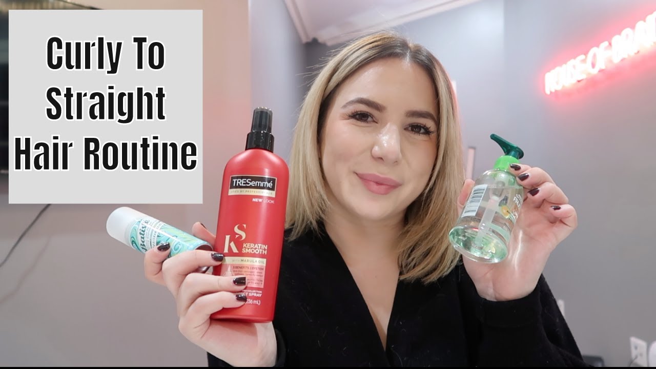 My Straight Hair Routine *DRUGSTORE PRODUCTS* - YouTube