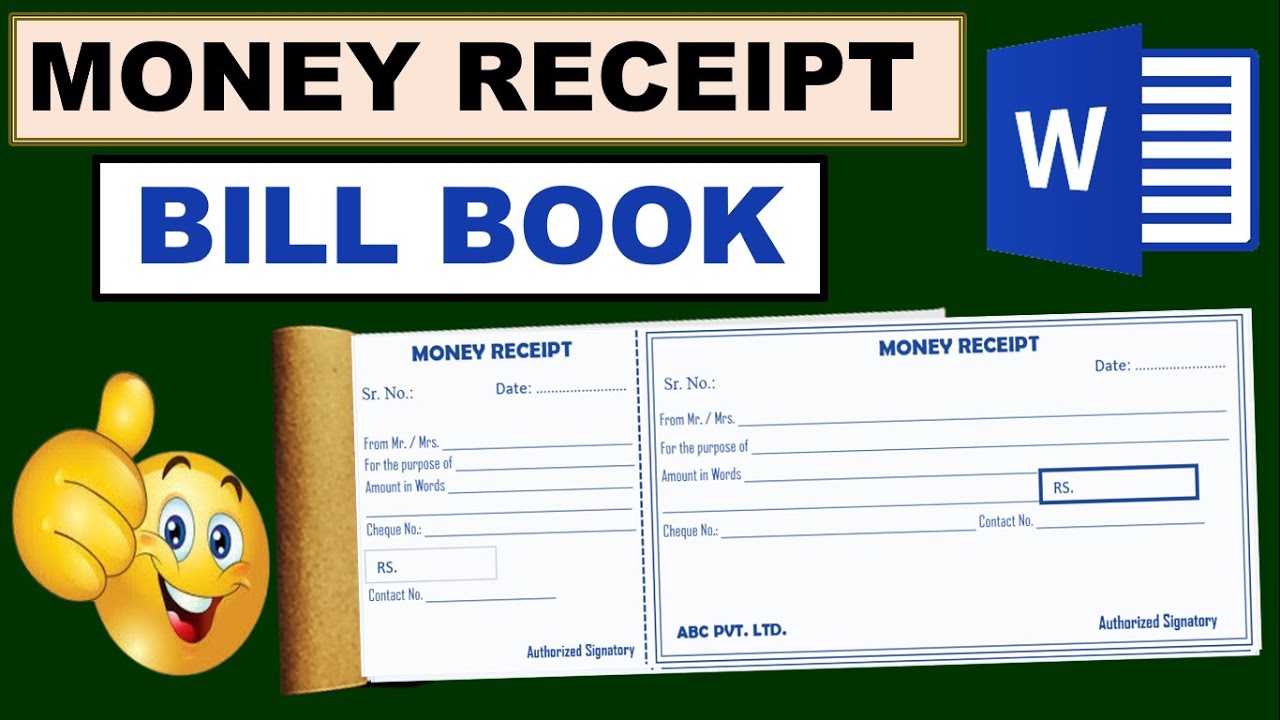 How To Make Money Receipt Bill Book Design in Ms Word Hindi Tutorial ...