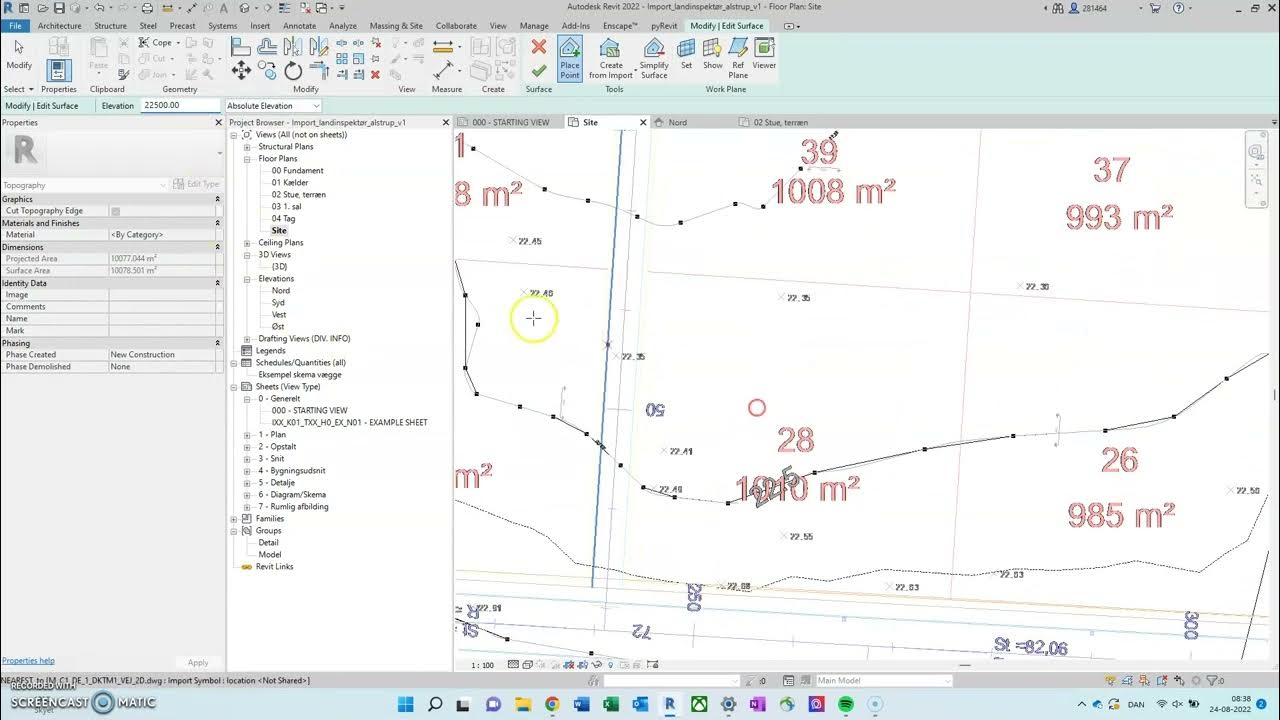 Oprettelse af topo surface i revit - YouTube
