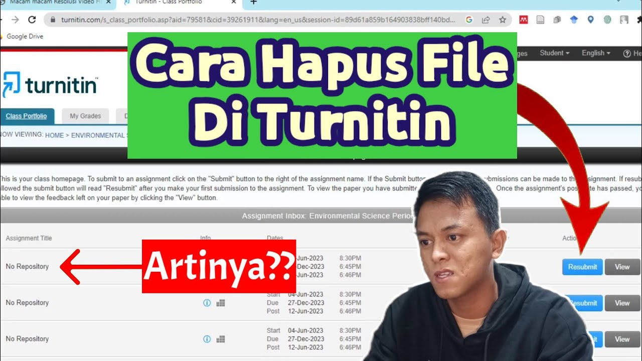 CARA HAPUS FILE YANG SUDAH DIUPLOAD PADA TURNITIN - YouTube