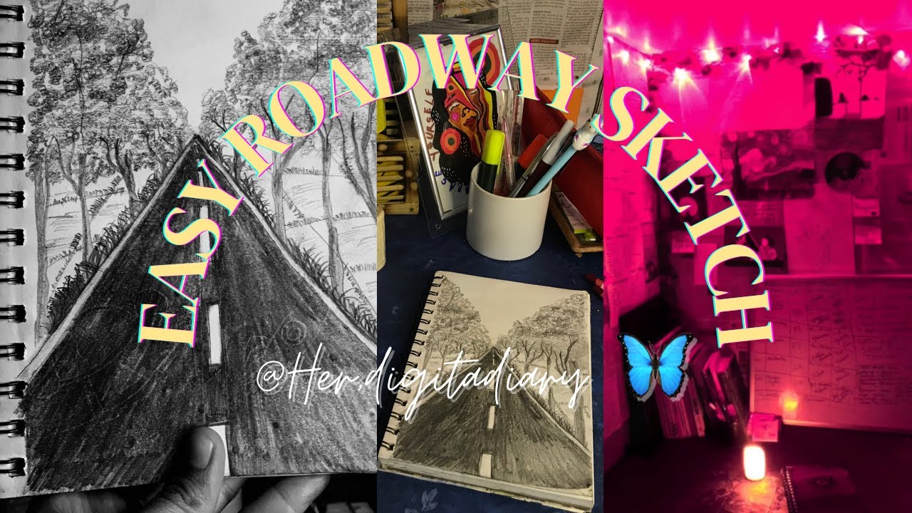 How to draw simple Roadways | Easy pencil sketching step by step for ...