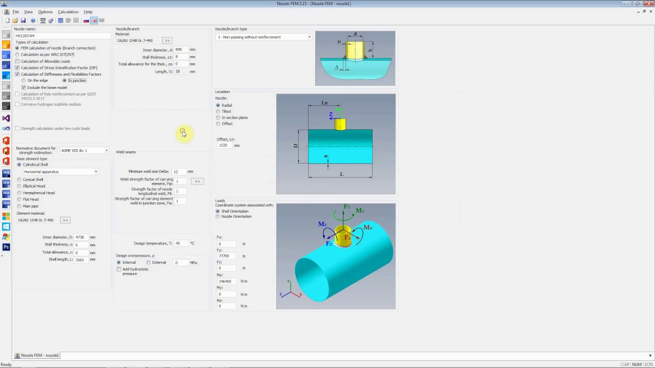How To set Shell and Nozzle Parameters in PASS Equip Nozzle FEM - YouTube