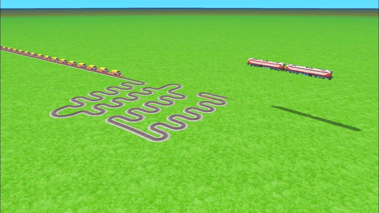 🐍 TWO TRAIN CROSSIN SNAKE TRACKS RISKY BUMPY RAILROAD😱CURVED TRACK ...