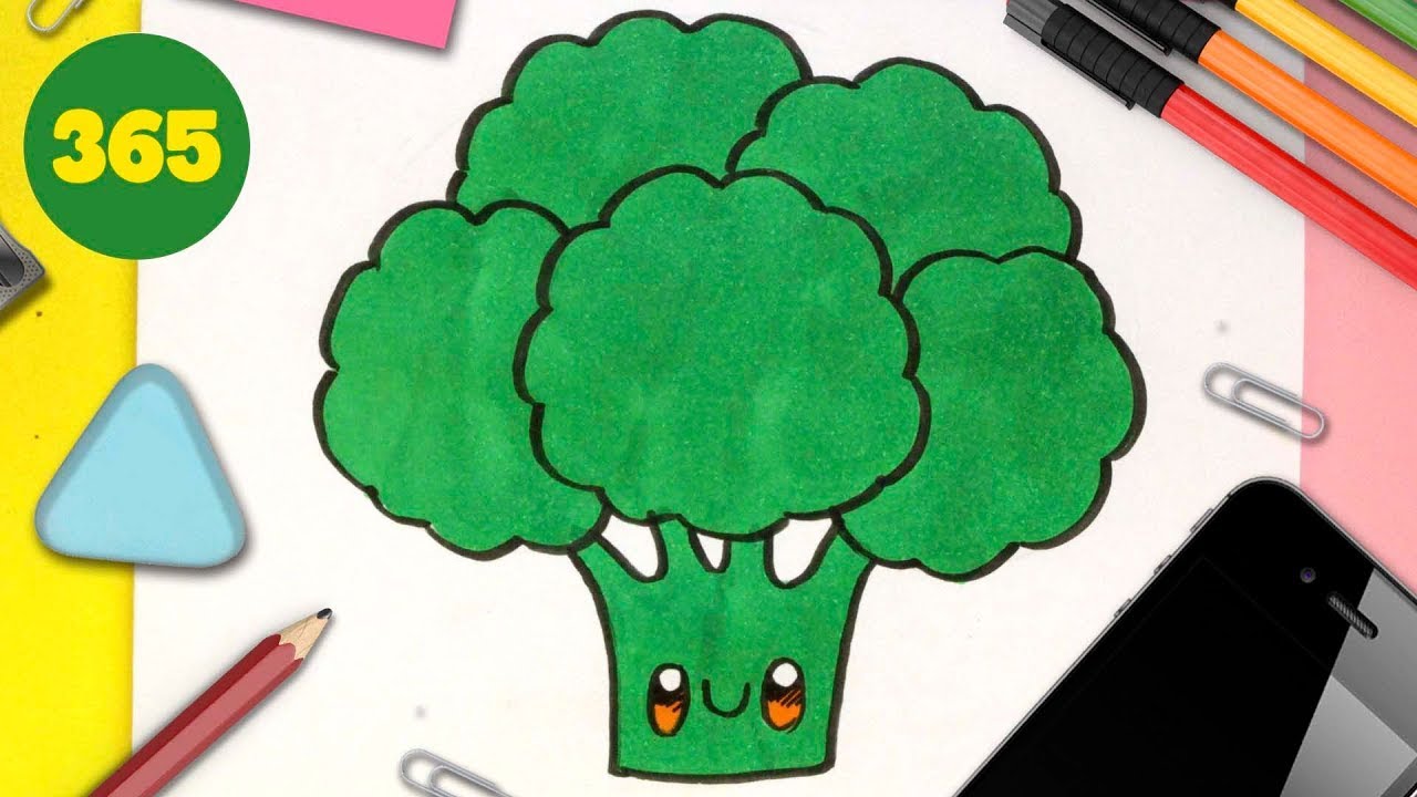 HOW TO DRAW A CUTE BROCCOLI STEP BY STEP - YouTube