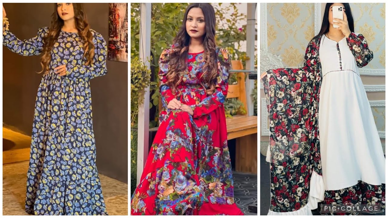 Catalog design floral gown three piece/long tops collection || মাথানস্ট ...