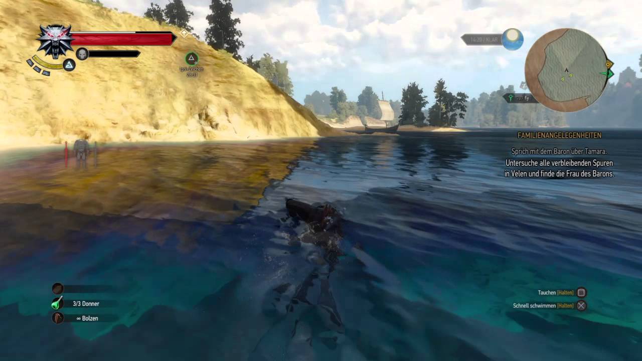 The Witcher 3: Wild Hunt A jump in the water to the secret cave - YouTube