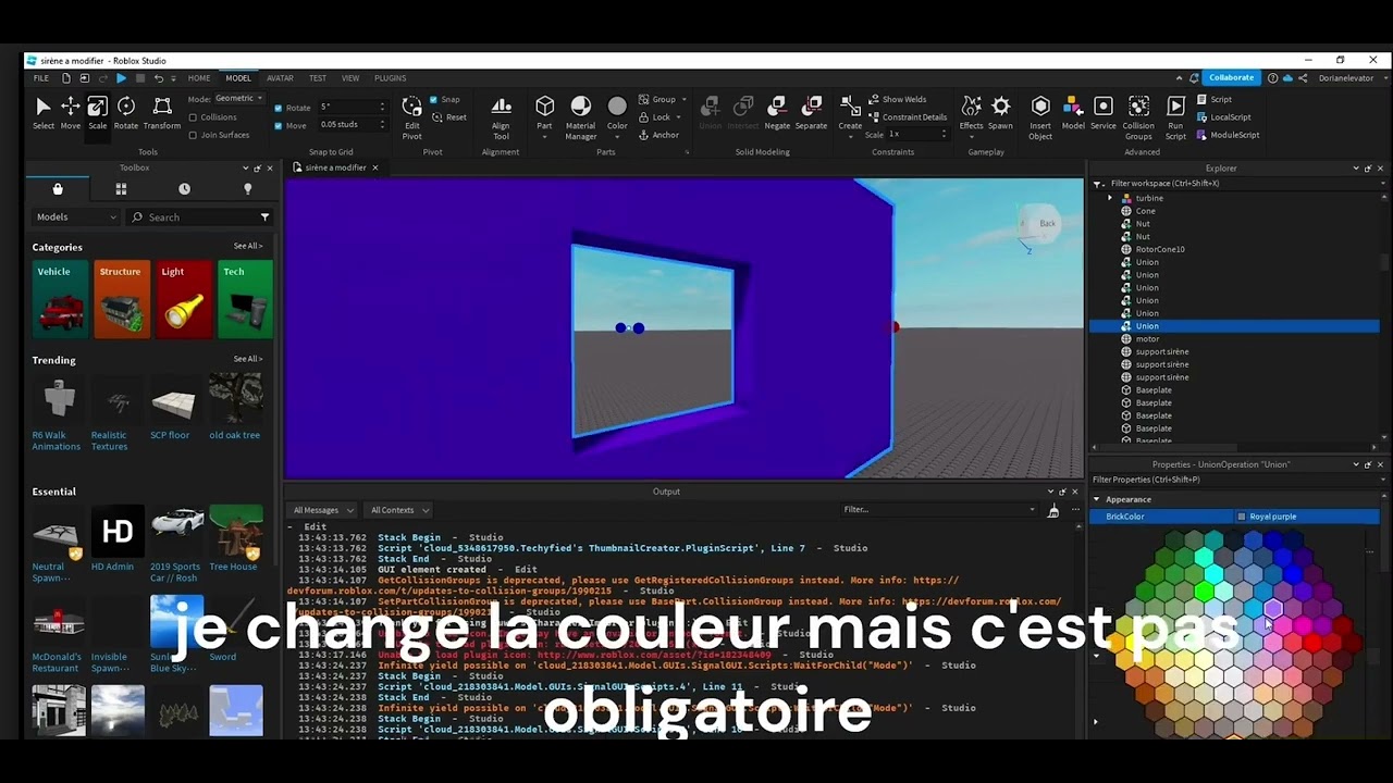 Tuto comment faire des trous sur les mur dans roblox studio - YouTube