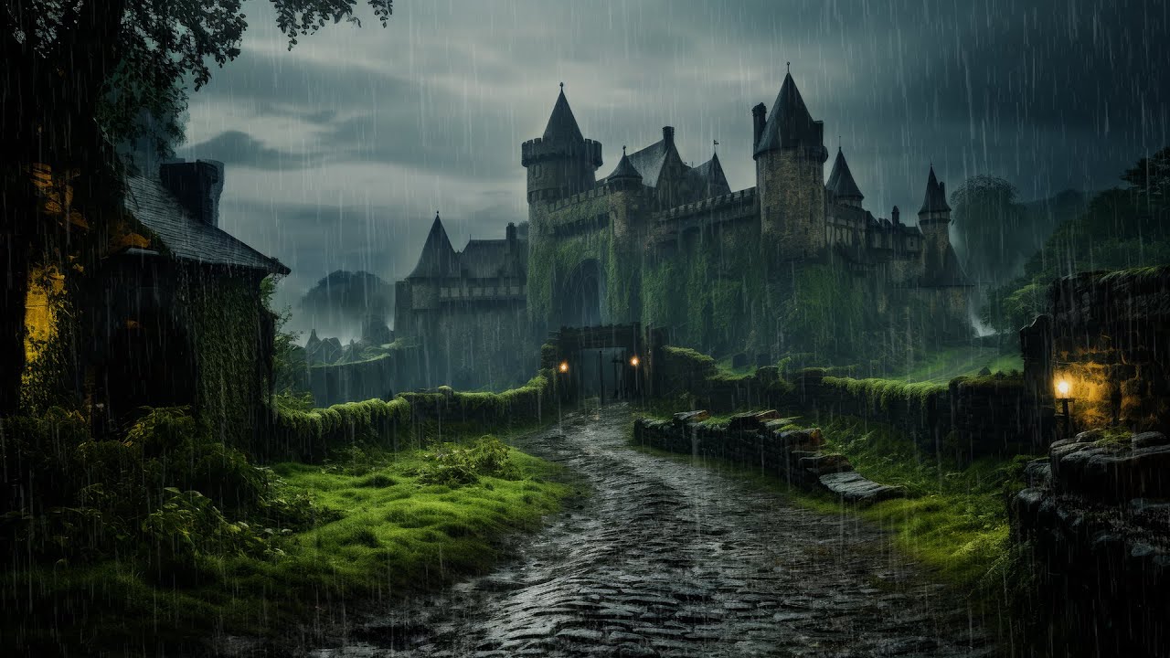 An Abandoned Medieval Castle with Rain and Thunderstorm for Insomnia ...