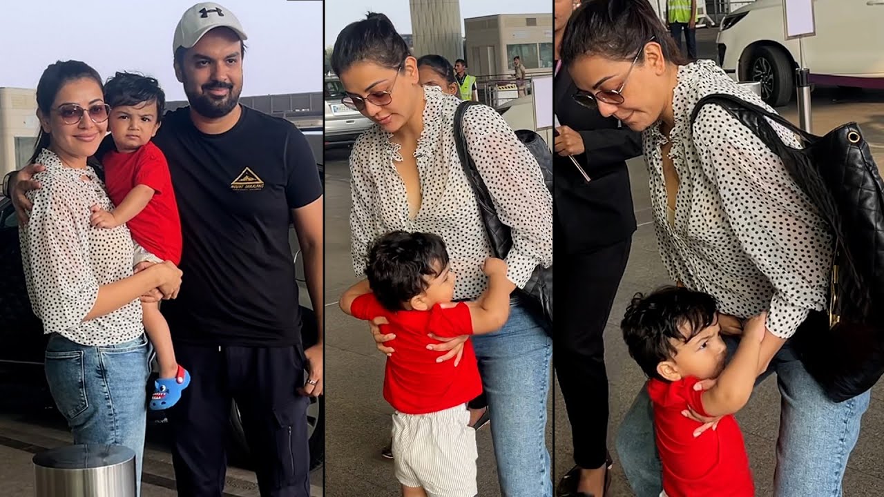 Kajal Aggarwal Along With Her Son Neil Kitchlu and Husband Gautham ...