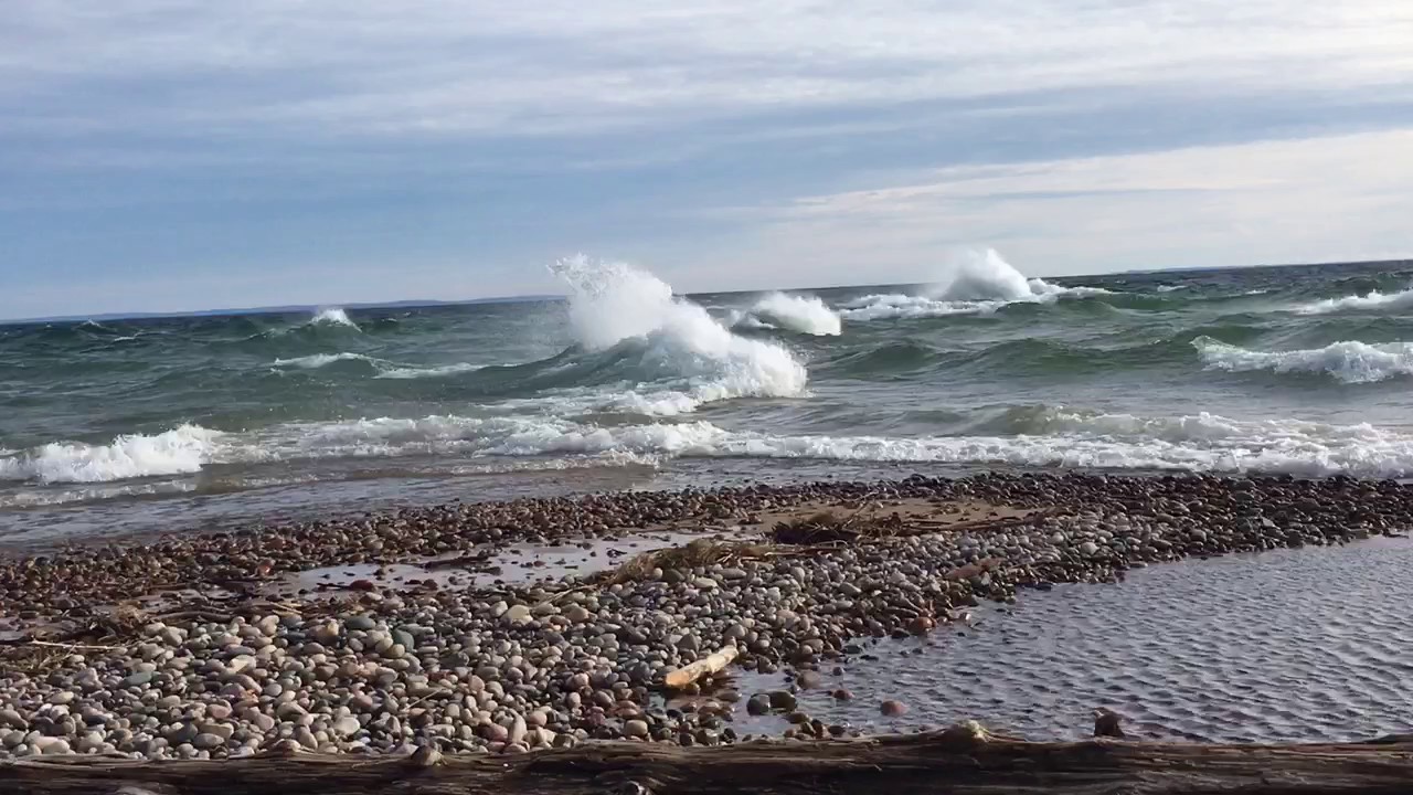 Waves colliding at Whitefish Point - YouTube