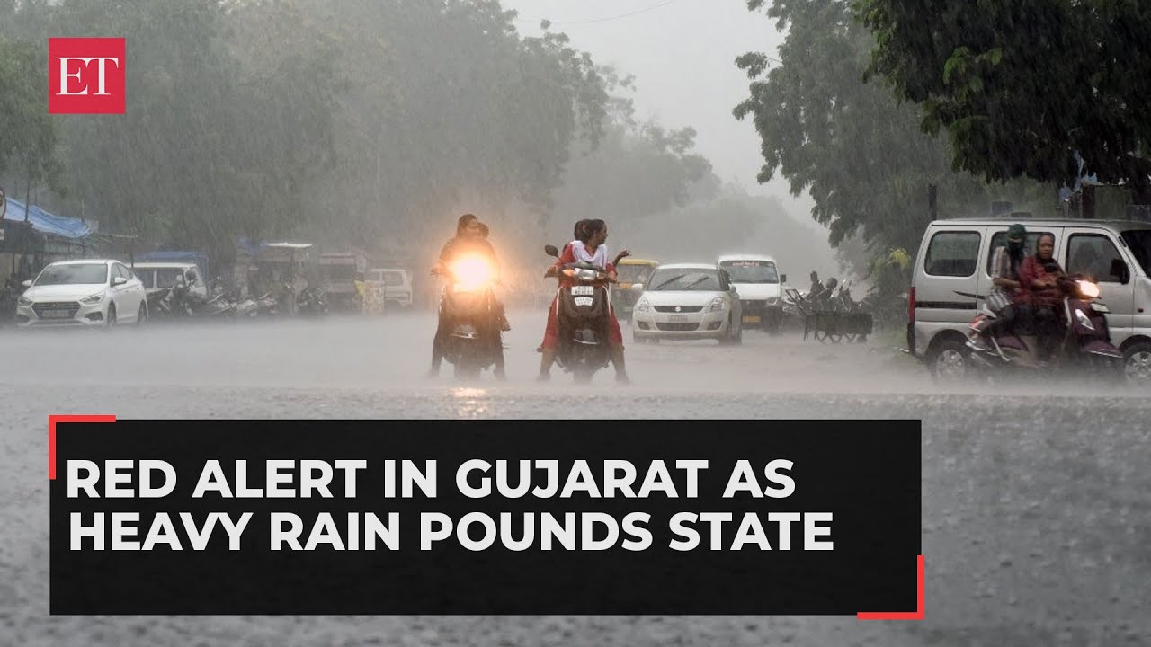 Red alert in Gujarat as heavy rain pounds state, flooding low-lying ...