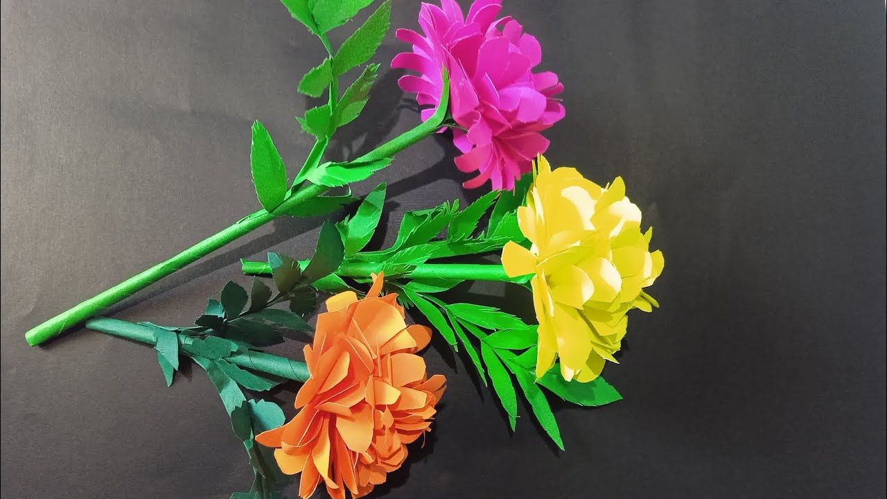 how to make paper marigold # paper craft# simply craft # DIY # paper # ...