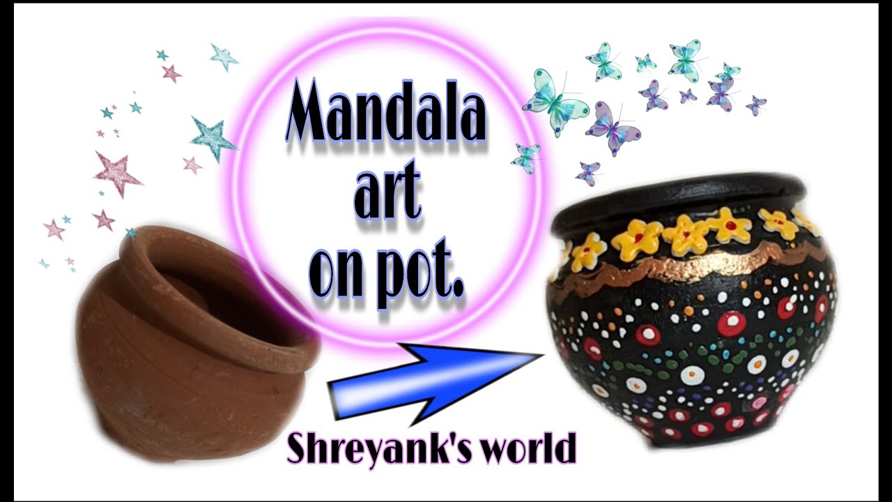 Easy mandala art on pot || Mandala dot art || - YouTube