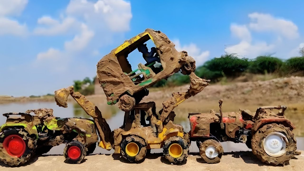 Muddy Auto Rickshaw And Taxi River Jump Pulling Out Crane And Water ...