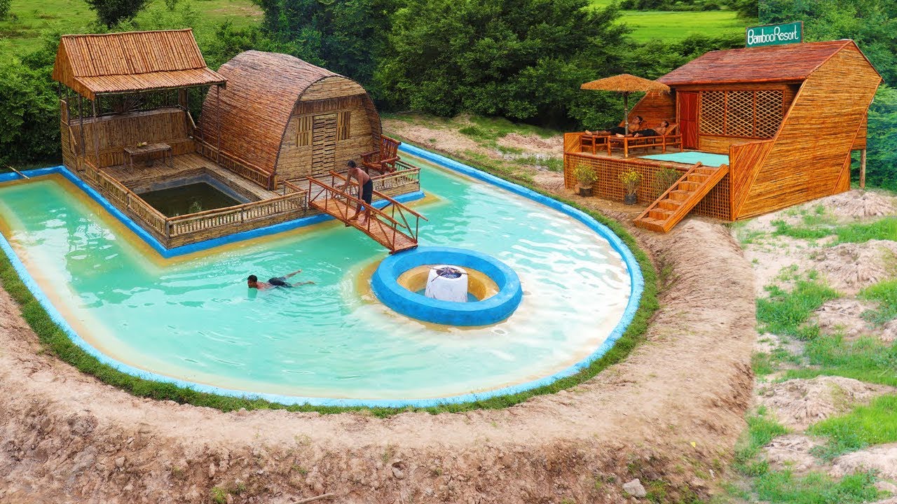 Top 2 Build Modern Bamboo Resort, Fish Pond , Swimming Pool & Fire Pits ...