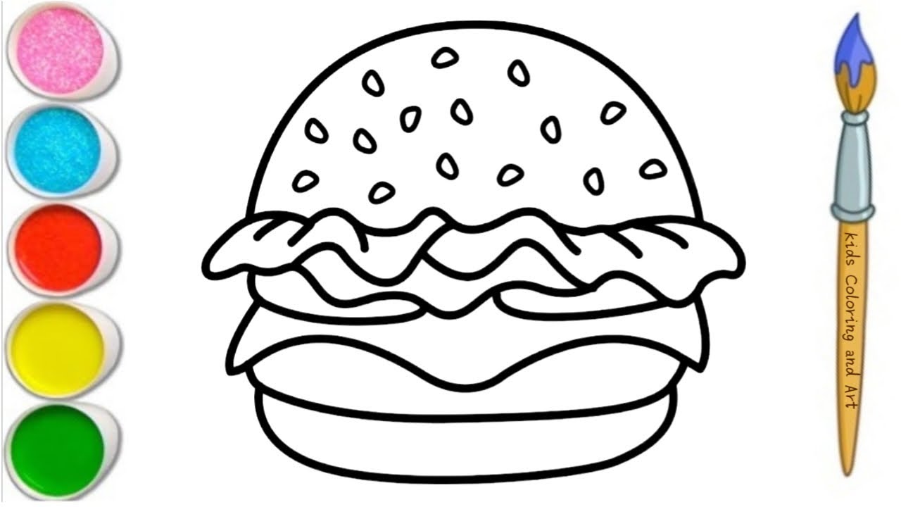 Let's learn to Draw and Color Burger meal drawing and coloring for kids ...