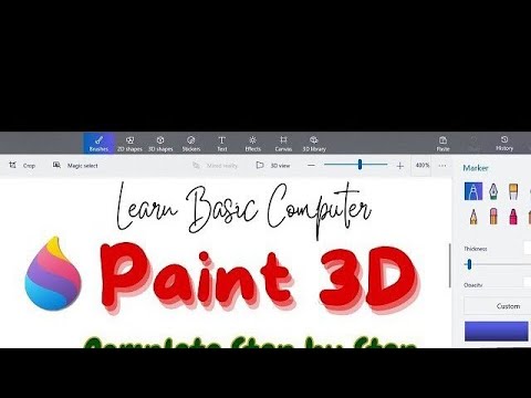 Paint 3D - Tutorial for Beginners! Microsoft paint-3D [Basic computer ...