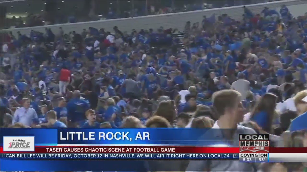 taser causes chaotic scene inside football game - YouTube