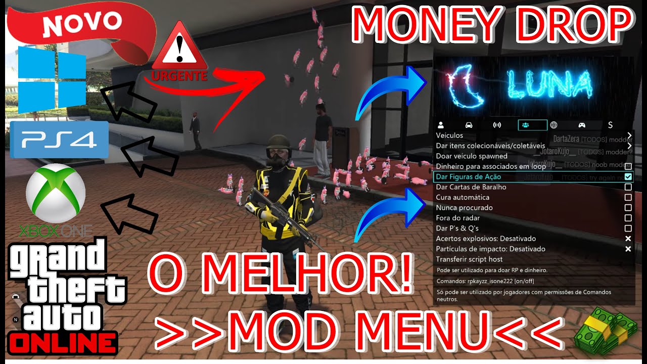 *NEW*MONEY DROP GTA V ONLINE🔥HACK🔥O MELHOR MOD MENU**FREE**(PC/XBOX/PS4 ...