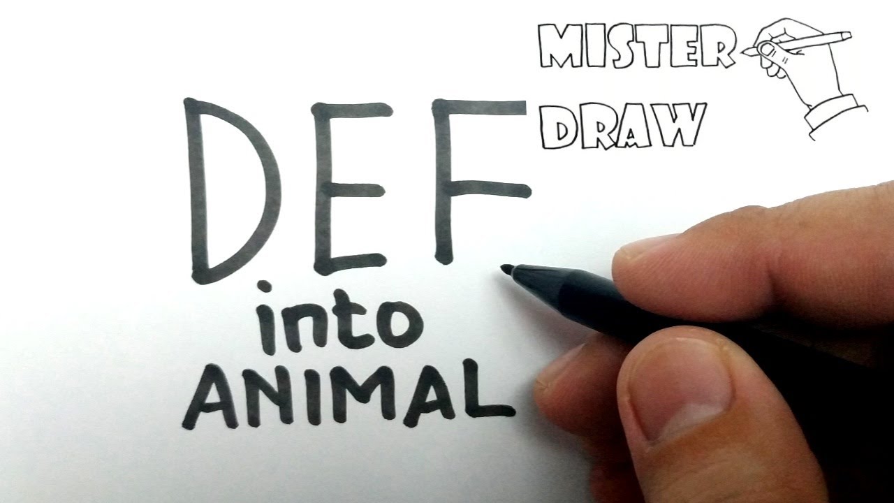 VERY EASY , How to turn letter DEF into animal cartoon , learn how to ...