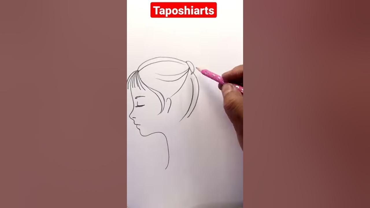 Easy Beautiful Girl With Hairstyles Pencildrawingtaposhi Arts Academy Youtube