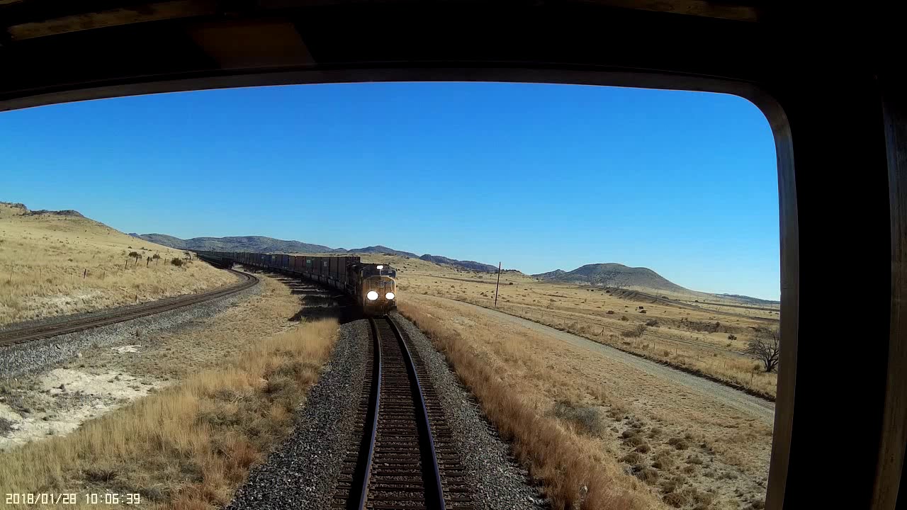 Amtrak Sunset Ltd. Alpine TX westward time lapse 50x back window - YouTube