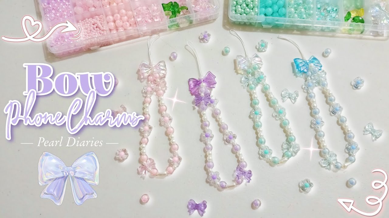 How To Make Beaded Phone Charms • Bow / Ribbon / Coquette Aesthetic DIY ...