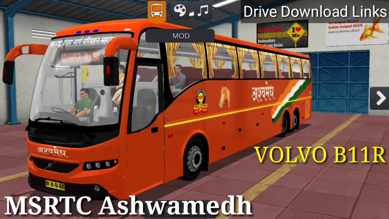 MSRTC Ashwamedh Volvo B11R Livery Download For Bus Simulator Indonesia ...