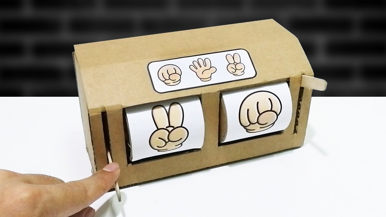 DIY ตู้เกมเป่ายิ้งฉุบจากลังกระดาษ | How to Make Rock-Paper-Scissors ...