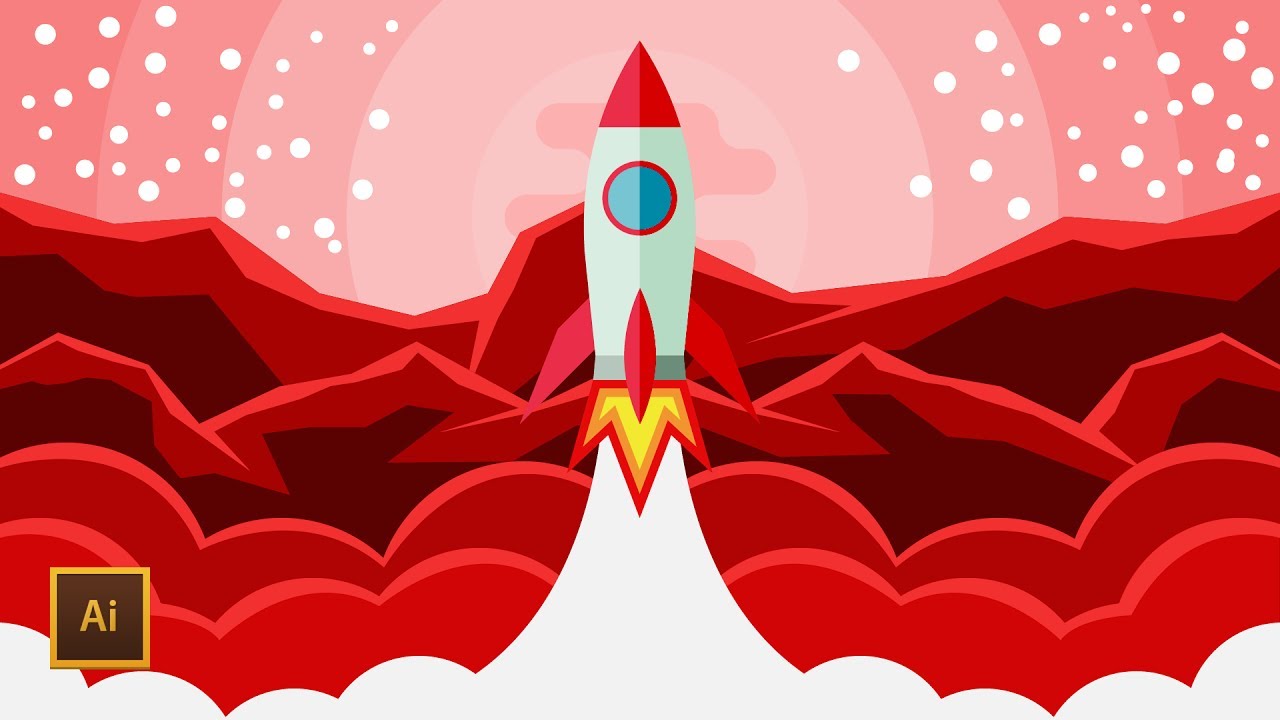 Illustrator TIME LAPSE: Flat Design Rocket Ship (Illustrator Flat ...