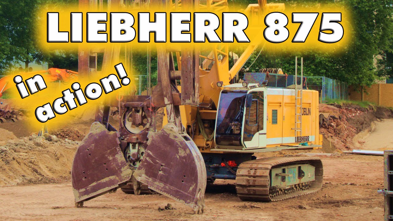LIEBHERR CRAWLER CRANE SLURRY WALL GRABBER DIGGING DEEP HOLES ...