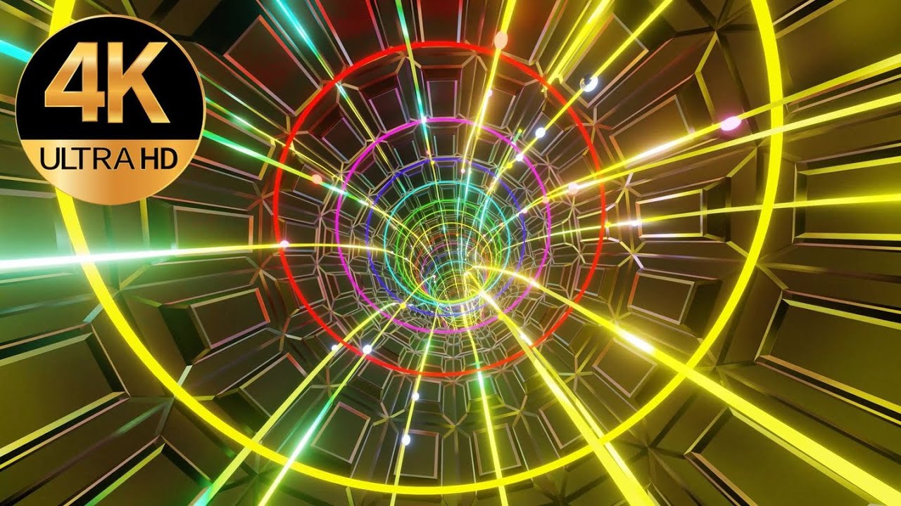 10 Hour 4k Fast Moving Relaxing Deep Tunnel NEON Yellow Color Abstract ...