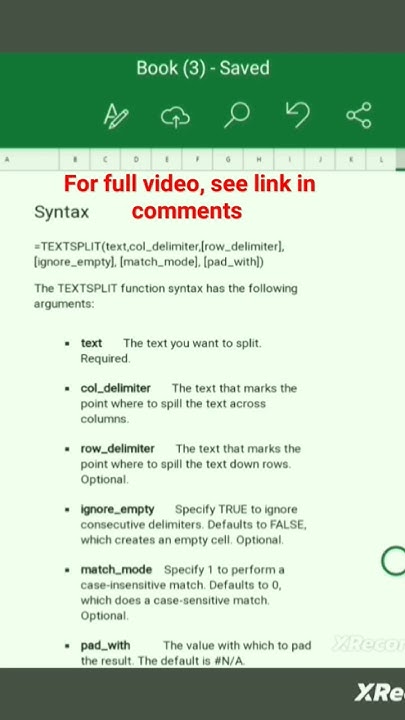 Syntax Of Textsplit Function In Excel Text Function Arguments Explained Learning