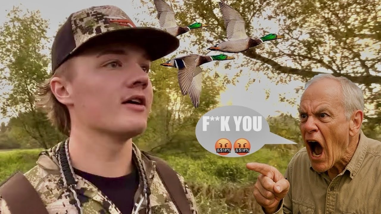 Angry old man tries to kick kid hunters off their own land! (Game ...
