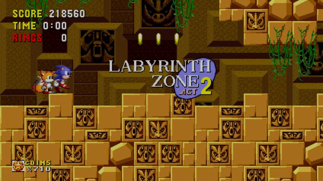 Sonic Origins (PC): Labyrinth Zone Act 2 [ Sonic & Tails ...